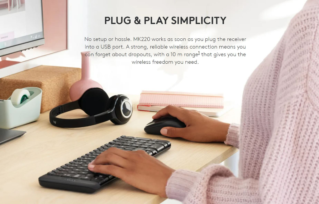 Logitech Mk220 Advanced 2 4ghz Wireless Minimalist Keyboard And Mouse Combo W 10m Wireless Range