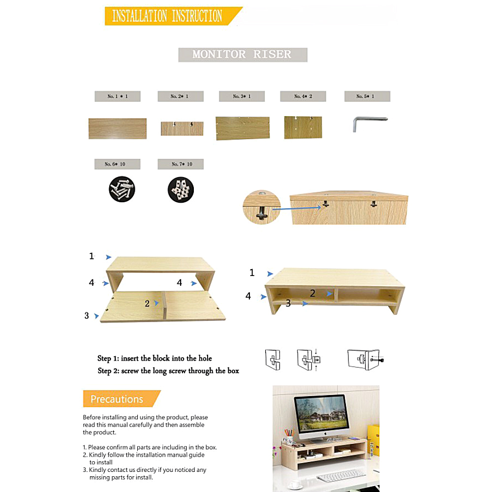 Wooden Computer Monitor Screen Increased Holder Bracket Computer Stands ...