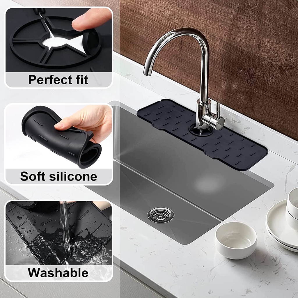 Kitchen Sink Splash Guard,Silicone Faucet Mat,Sink Water Splash Guard ...