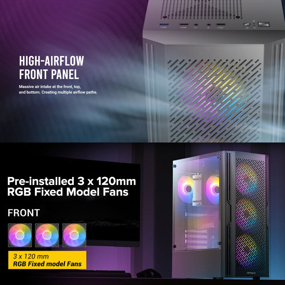 EasyPC| Antec AX20 Mid Tower Tempered Glass Side Panel Gaming PC Case ...