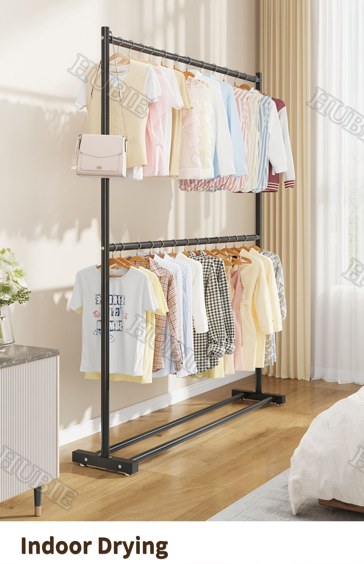 【On Hand】Double Layer 60/100/120/150cm Metal Clothes Hanger Drying Rack ...