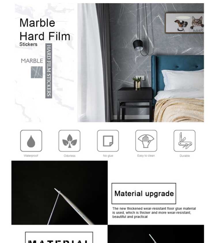 10pcs 30*30cm Marble Vinyl Tiles Self Adhesive Waterproof PVC Floor ...