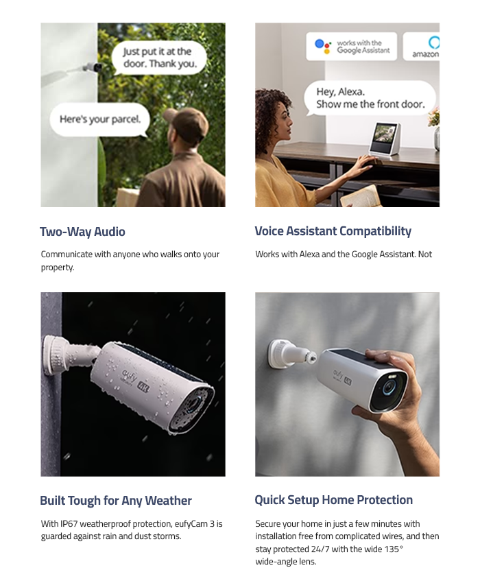 Eufy by Anker eufyCam 3, Wireless Home Security Camera System, 2 Cam ...