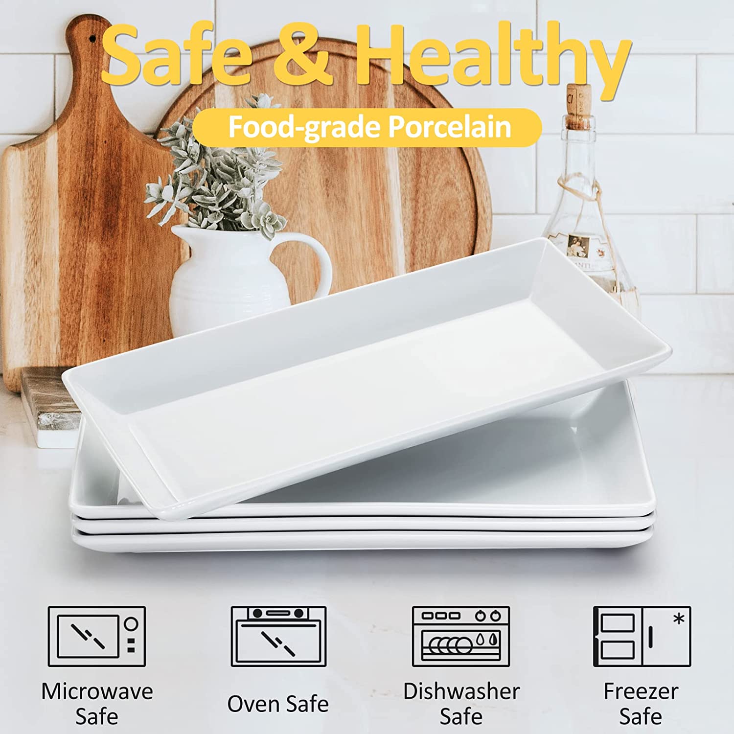 Edge Rectangular Serving Platters set of 6, Rectangular Ceramic Plates ...