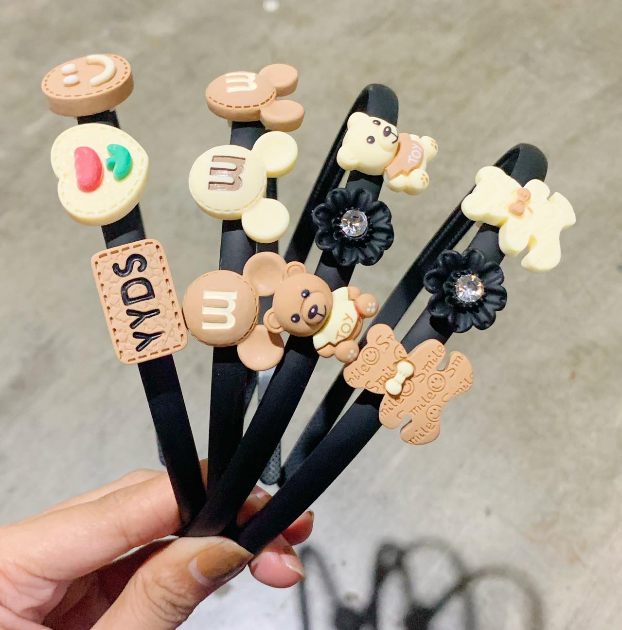 korean cute coffee bear braid headband baby kids hair accessories ...