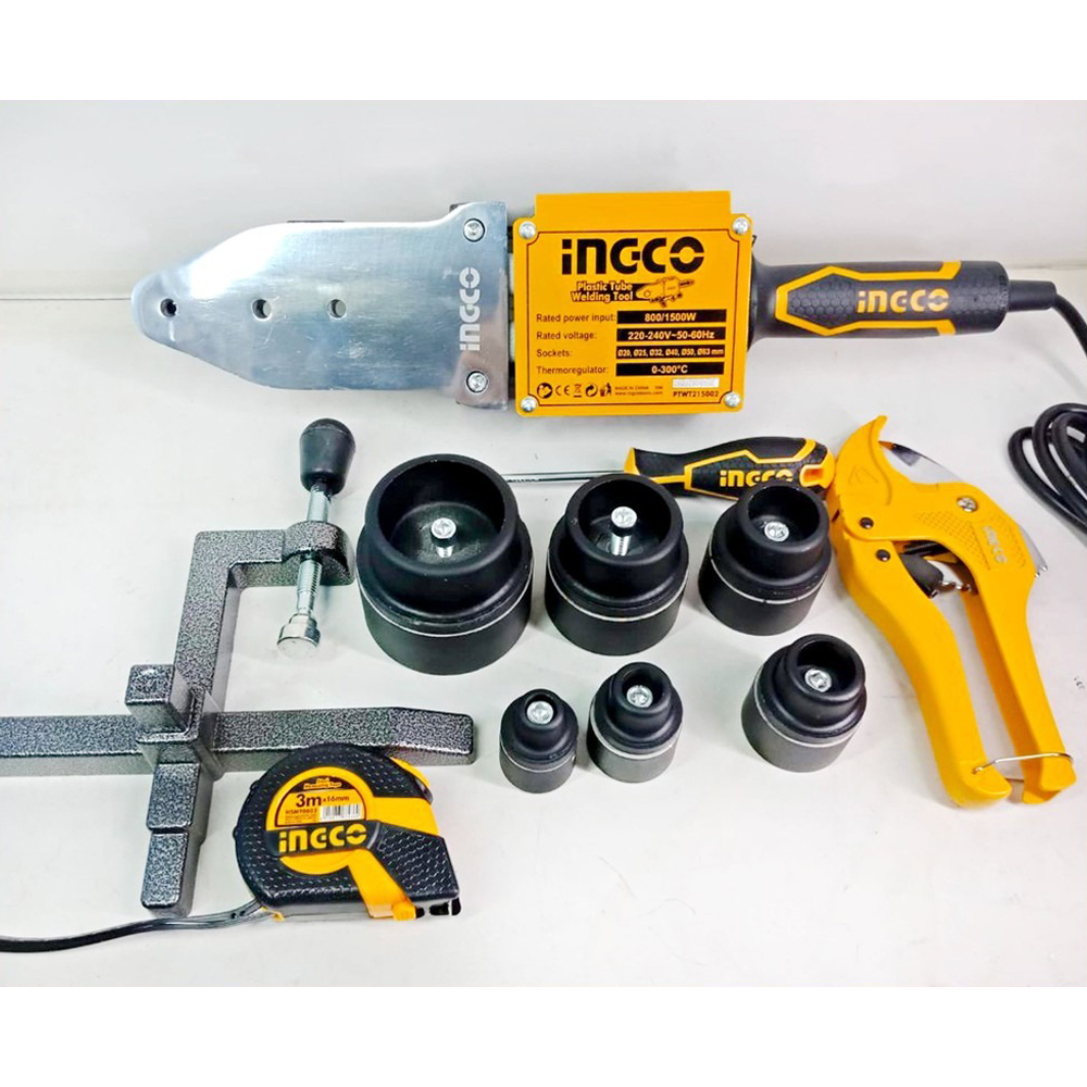 INGCO 1500W Plastic Tube Pipe Fusion Welding Tool Machine w/ 6pcs ...