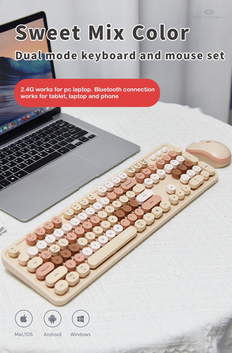 MOFii Sweet DM Wireless Bluetooth Dual-mode Office Keyboard and Mouse ...