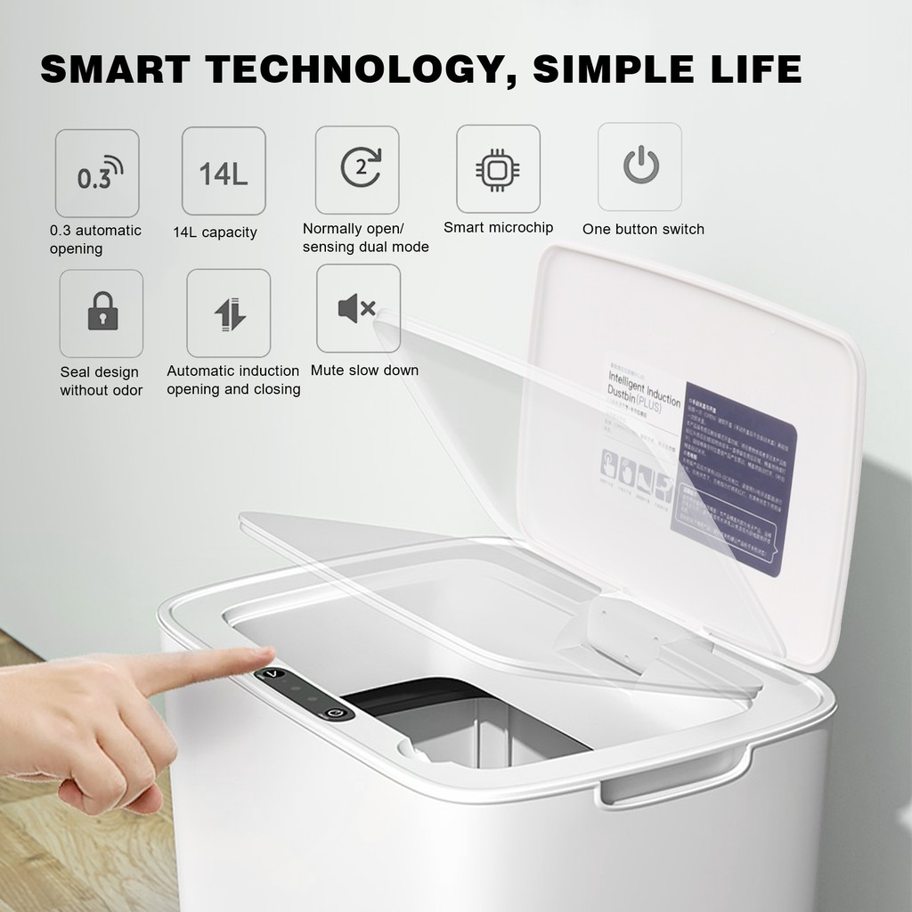 CHIT Automatic Smart Kitchen Bedroom Trash Can with Cover Wireless ...