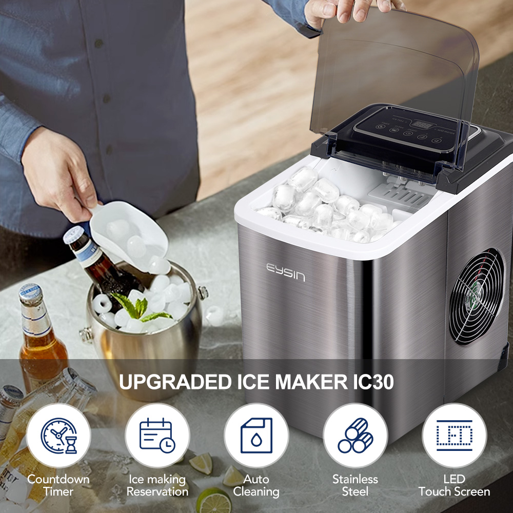 [M] EYSIN IC30 Stainless Steel Automatic Ice Maker Machine Portable ...