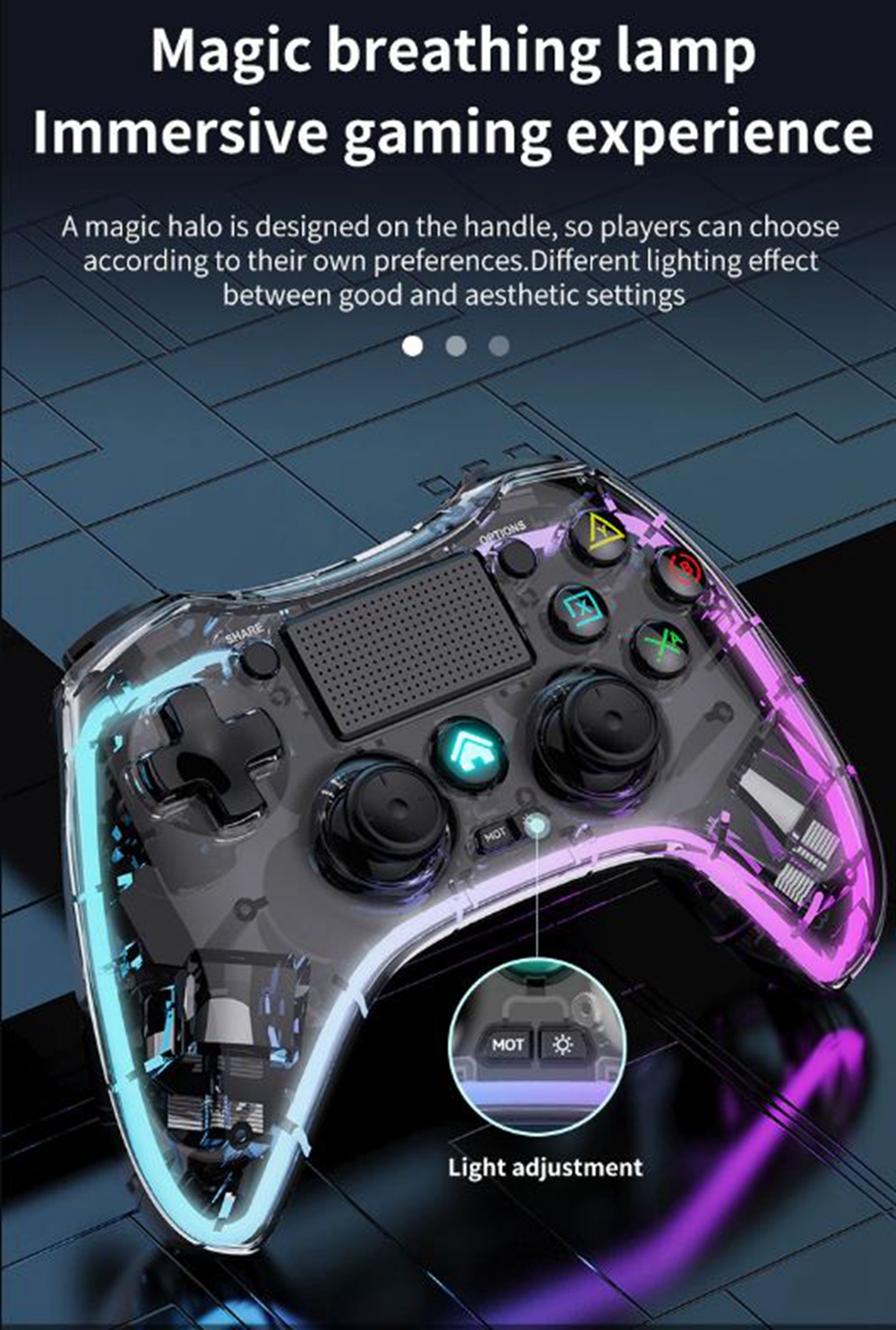 P05 Rgb Transparent Wireless Game Controller Compatible With P4, P3 ...