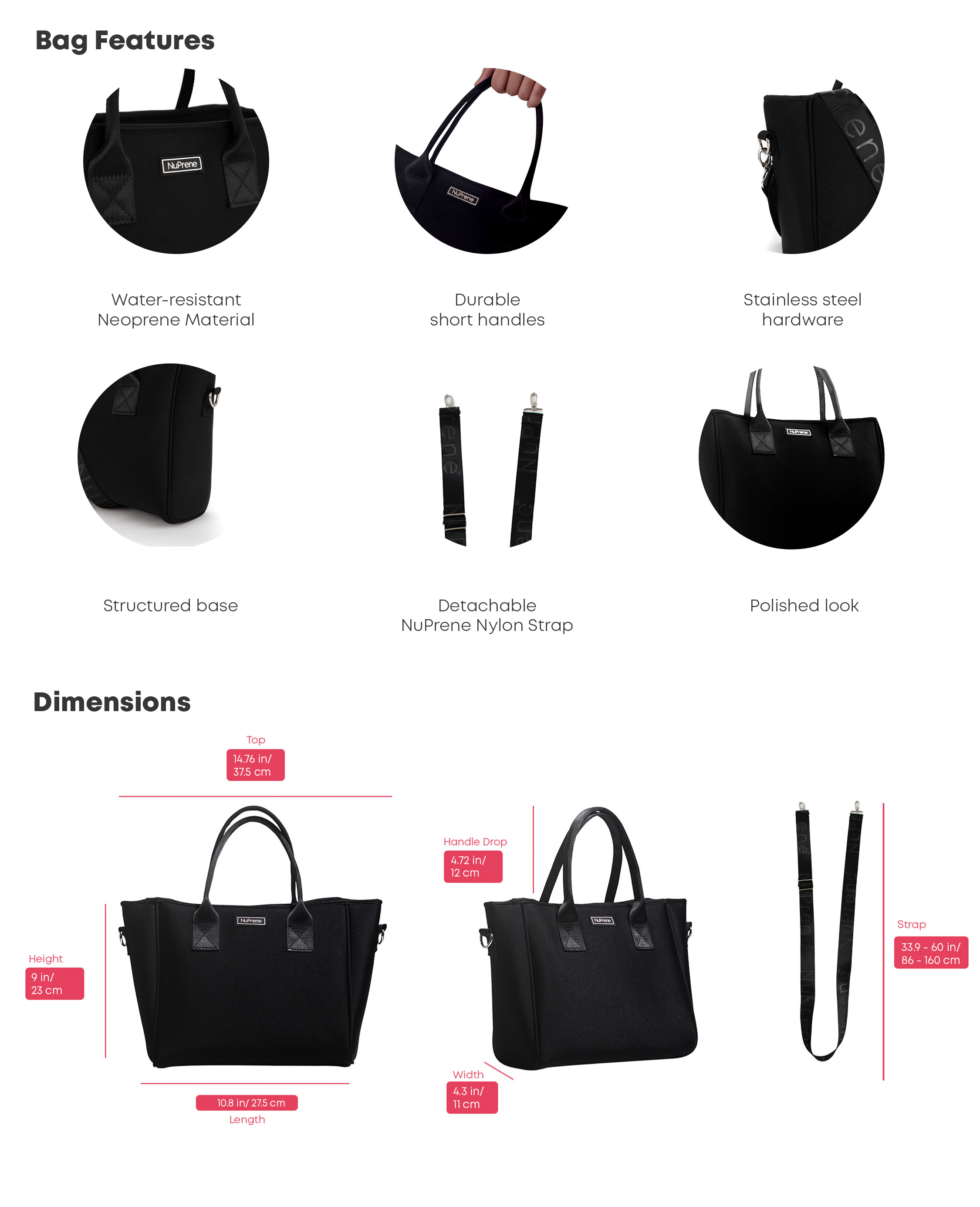 NuPrene - The Arya Bag - Stylish Mini Tote Bag in Black - Made from ... NuPrene - The Arya Bag - Stylish Mini Tote Bag in Black - Made from ...