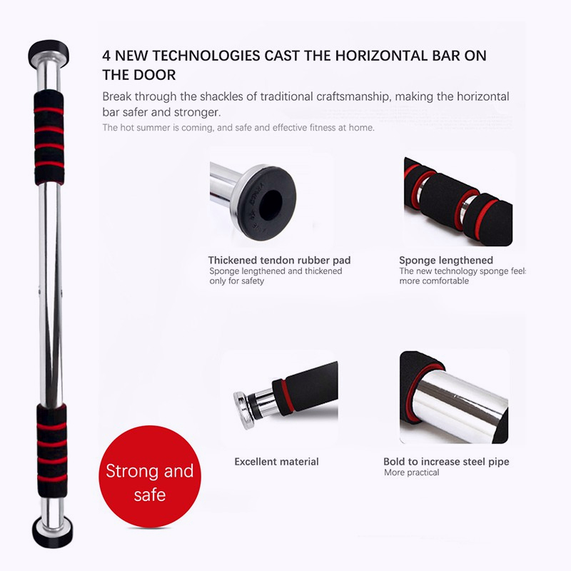 Fitness Horizontal Bars 100KG Gym Workout Chin Up Adjustable Door-Way ...