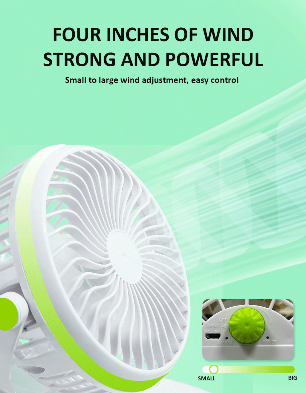 NSS Desk Fan Clip Fan Portable Rechargeable Mini Fan 360° Adjustable 4 ...