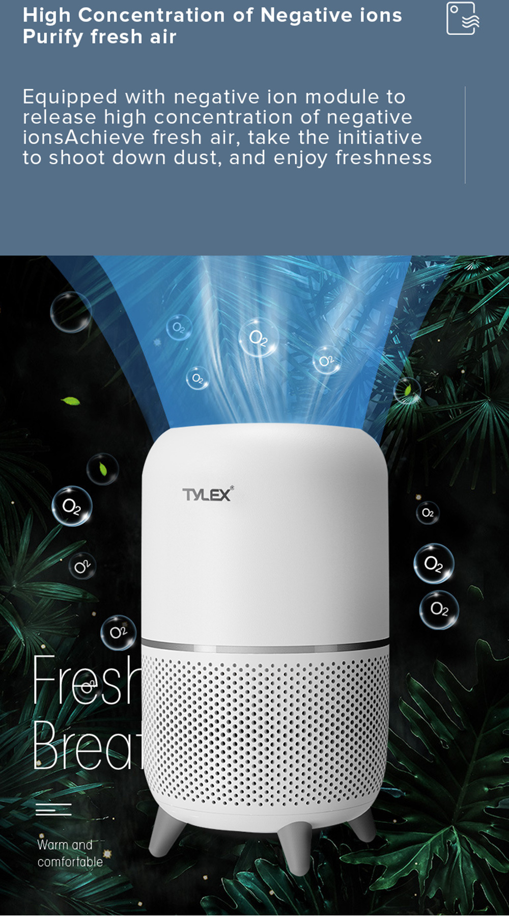 TYLEX XF30 Air Purifier 4 Fan Speeds Effective Filter from Dust/Pollen ...