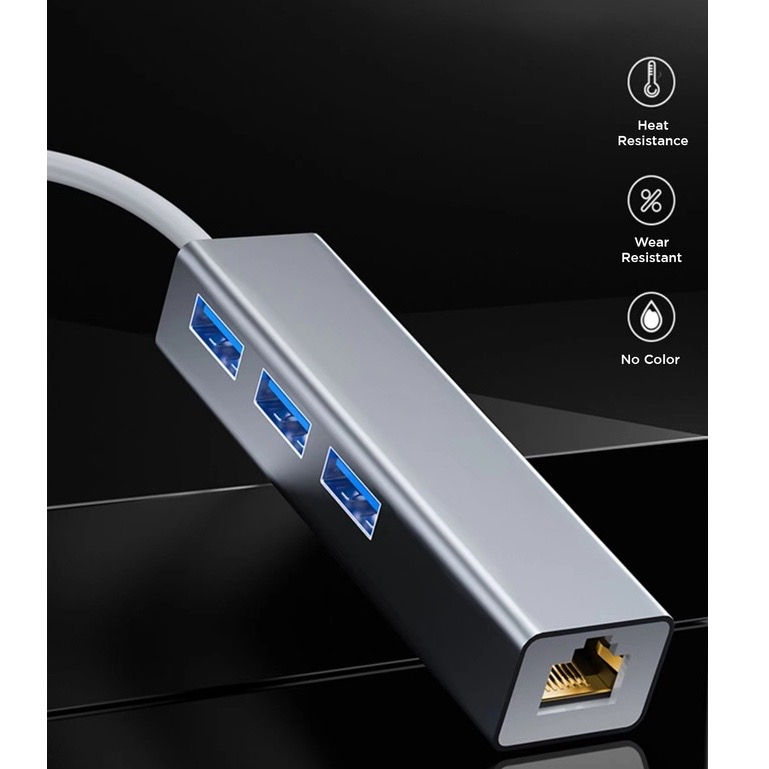 USB HUB to RJ45 Ethernet High Speed Gigabit USB 3.0 Hub 3-Port Type C ...