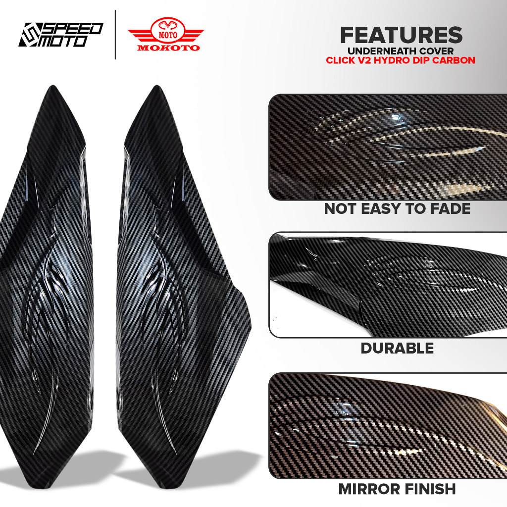 HONDA CLICK V2 UNDERSEAT GARNISH HYDRO DIP CARBON WITH EMBOSSED LOGO C ...