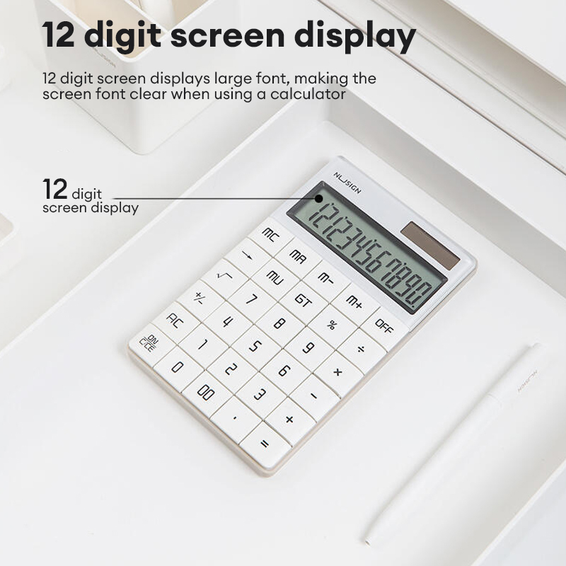 Deli 12-Digits Desk Calculator Dual Power Supply Calculator Student ...