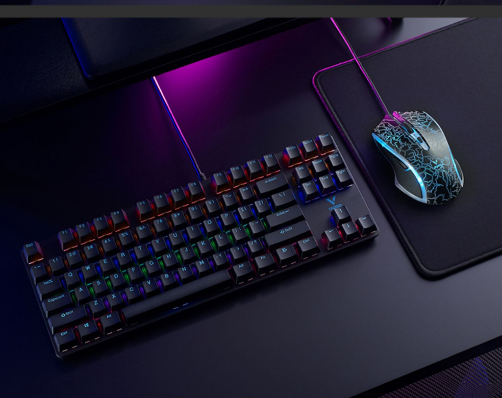 Rapoo V500PRO Wired 87 Keys Keyboard Gaming Mechanical Keyboard Mixed LED Backlit For Laptop PC ...