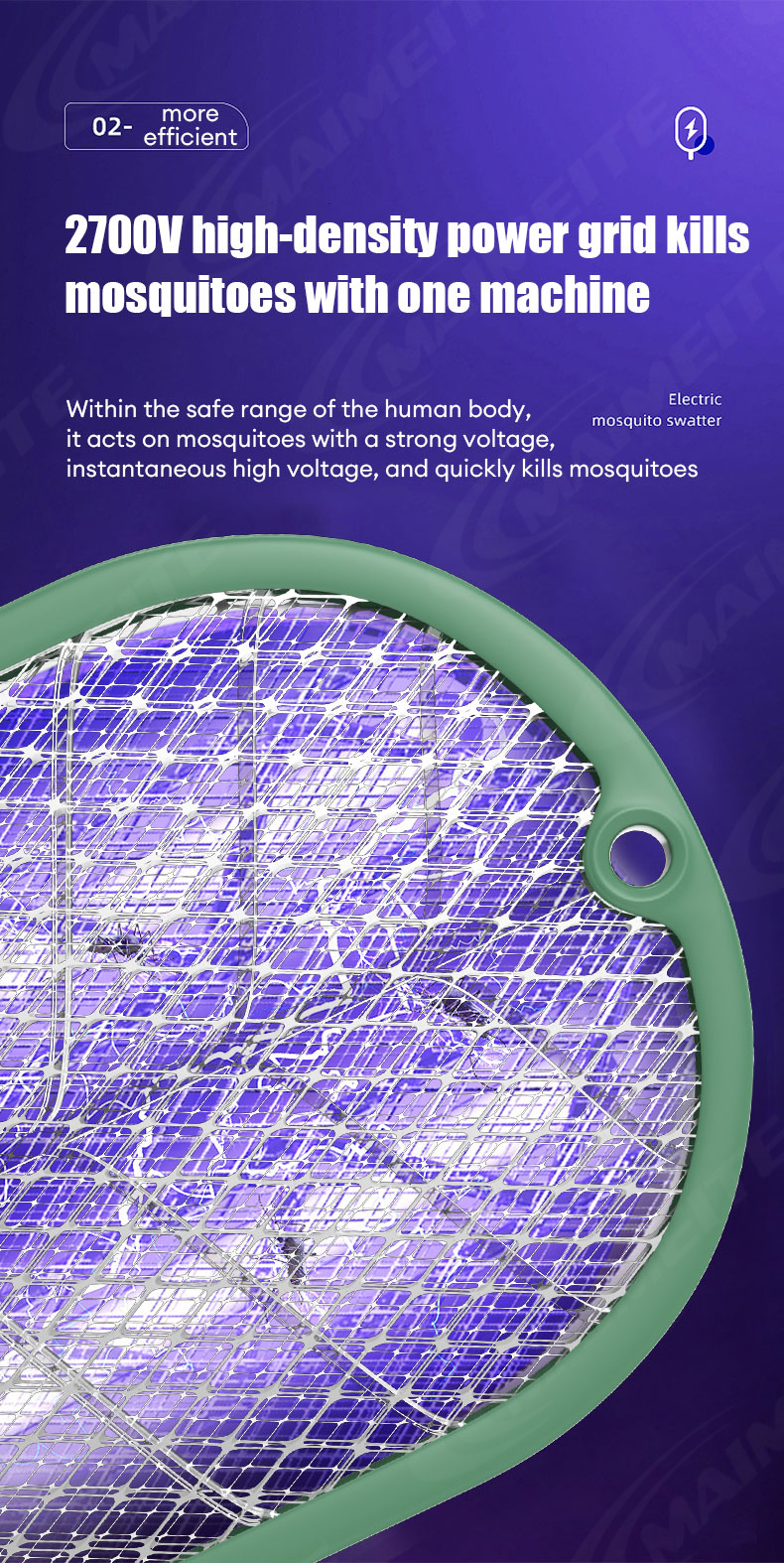 Maimeite Electric Mosquito Swatter pamatay lamok Rechargeable 2 In 1 ...