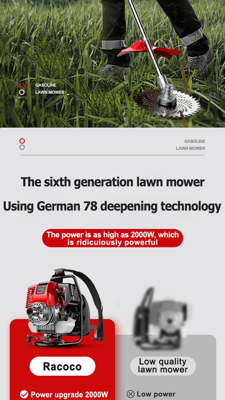 Lawn Mower 2-stroke Gasoline Lawn Mower Multifunctional Side-Mounted ...