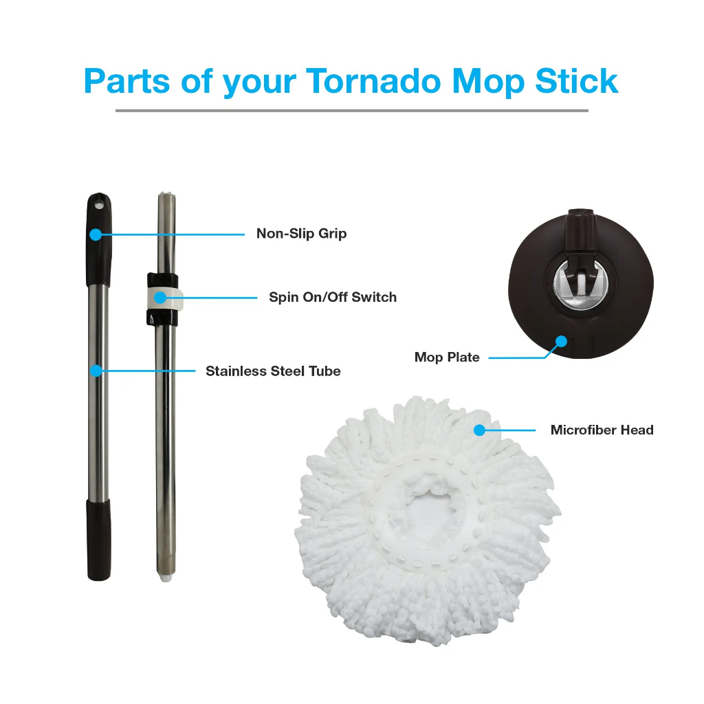 Home Gallery Tornado Mop HANDLE ONLY No Bucket With Pole Mop Plate 16 ...