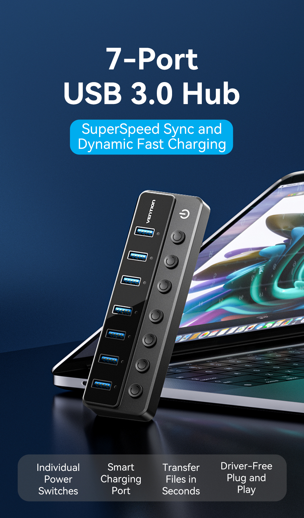 Vention 8 in 1 USB 3.0 Hub for Keyboard Phone Mouse Card Reader ...