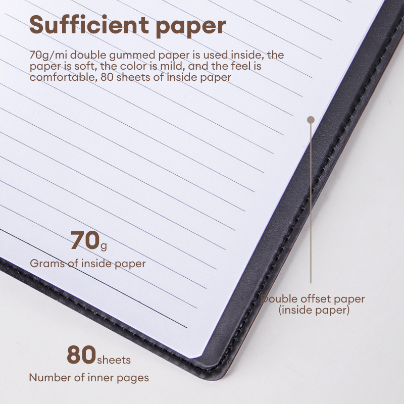 Deli 48K 80Sheets Journals Leather Cover Lined Notebook for Business ...