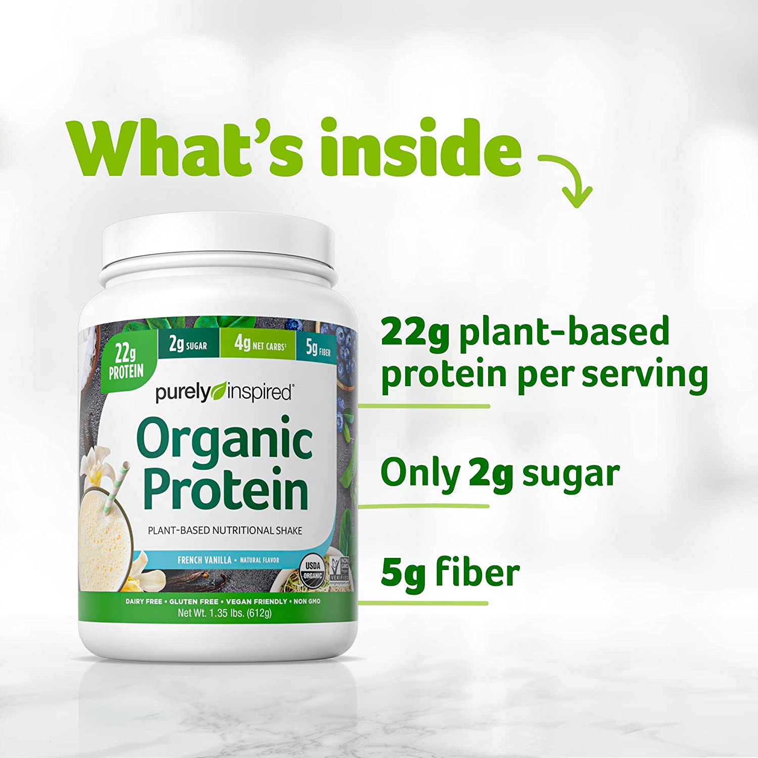Purely Inspired Organic Protein Plant-Based Nutritional Shake 1.35 Lbs ...