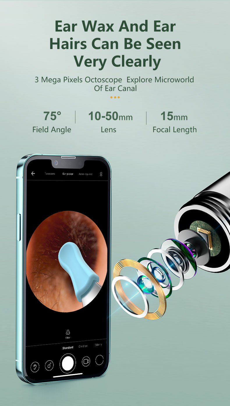 MORUI XLIFE X1 Wireless Visual Ear Cleaner Ear Wax Remover Ear Stick ...