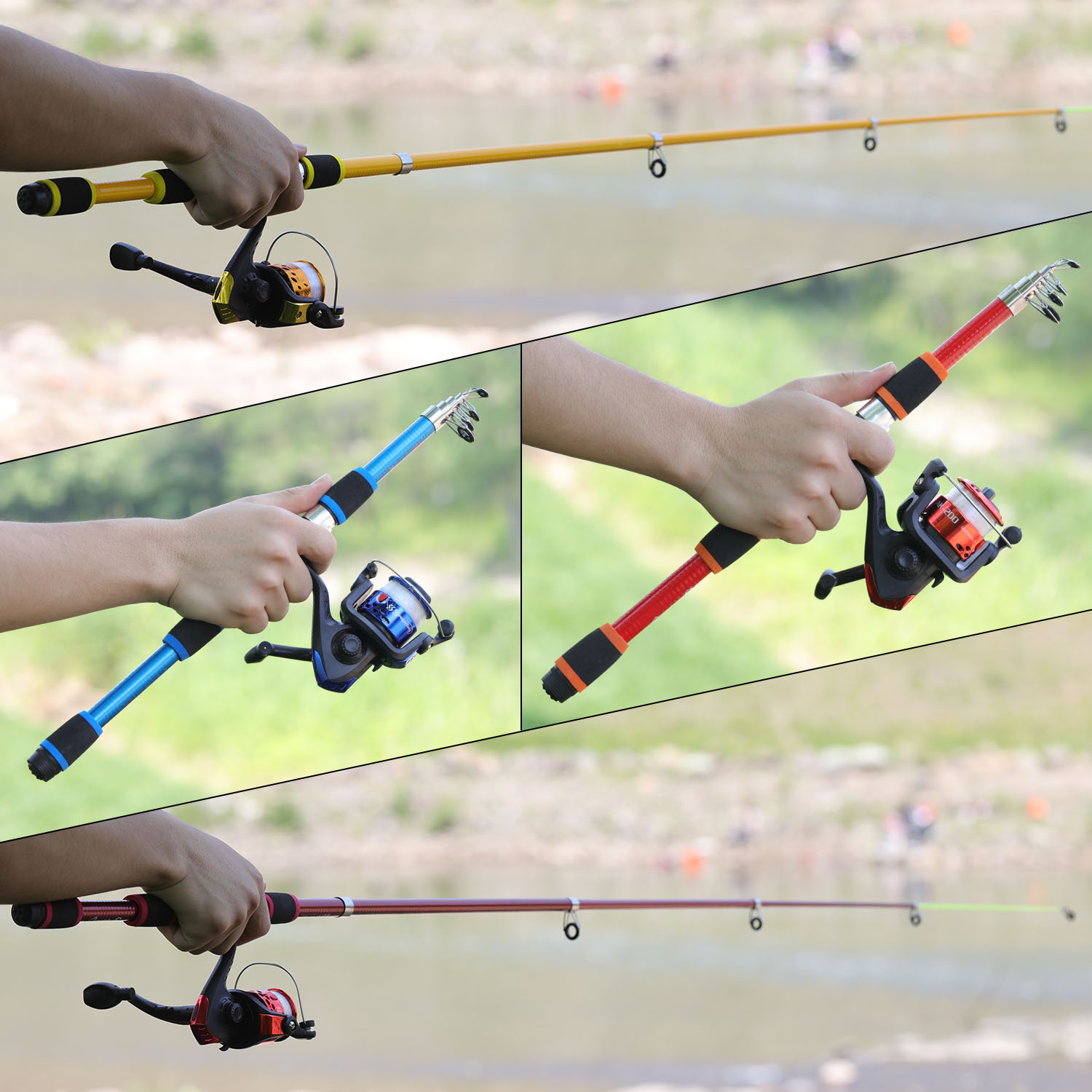 Sougayilang 1.8m 6 Sections Spinning Fishing Rod 5.5:1 3bb All Set For ...