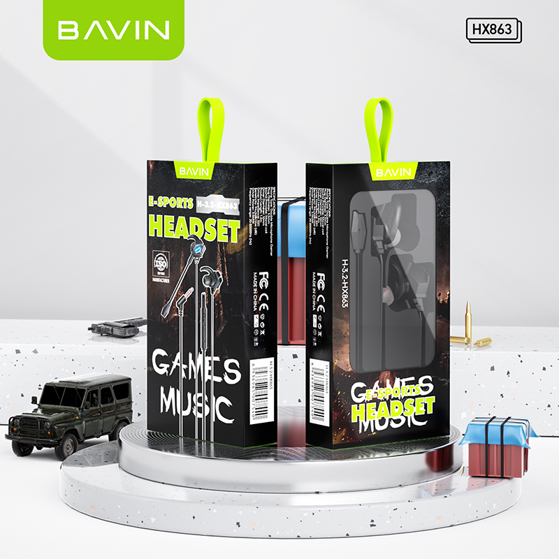 BAVIN HX863 For Gaming Wired Earphone Hifi Audio Stereo Sound Headset W ...