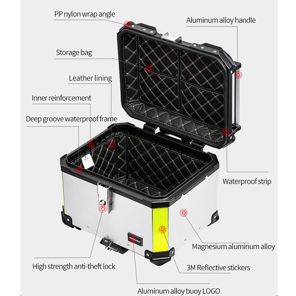 MOTOWOLF Aluminium Tail Storage Box Waterproof Top Box Alloy MDL0712 ...