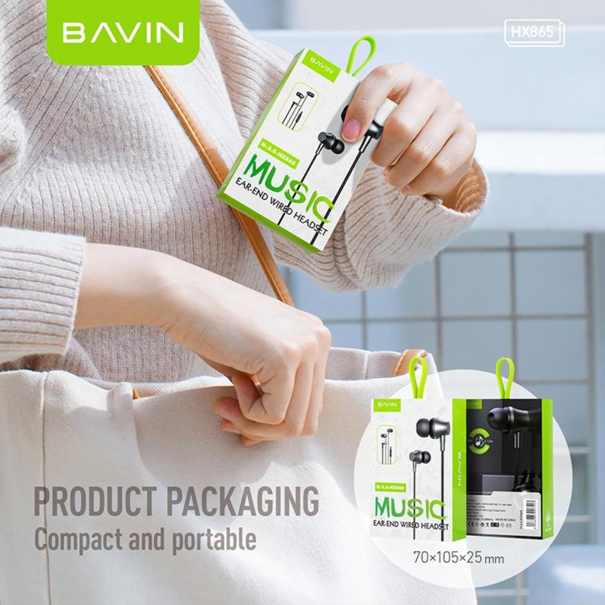 BAVIN HX865 HiFi Sound Quality Universal 3.5mm Wired Earphone Built-In ...