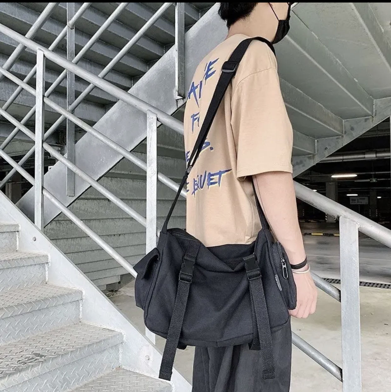 JH Japanese Harajuku Canvas Sling Bag Sports Hip-hop Bags For Women Men ...