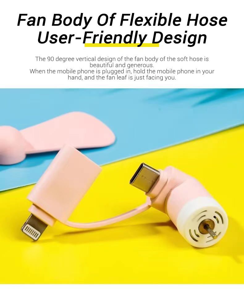 USB Small Fan Android Type-c Phone Fan Portable Small Fan in-Line Dual ...