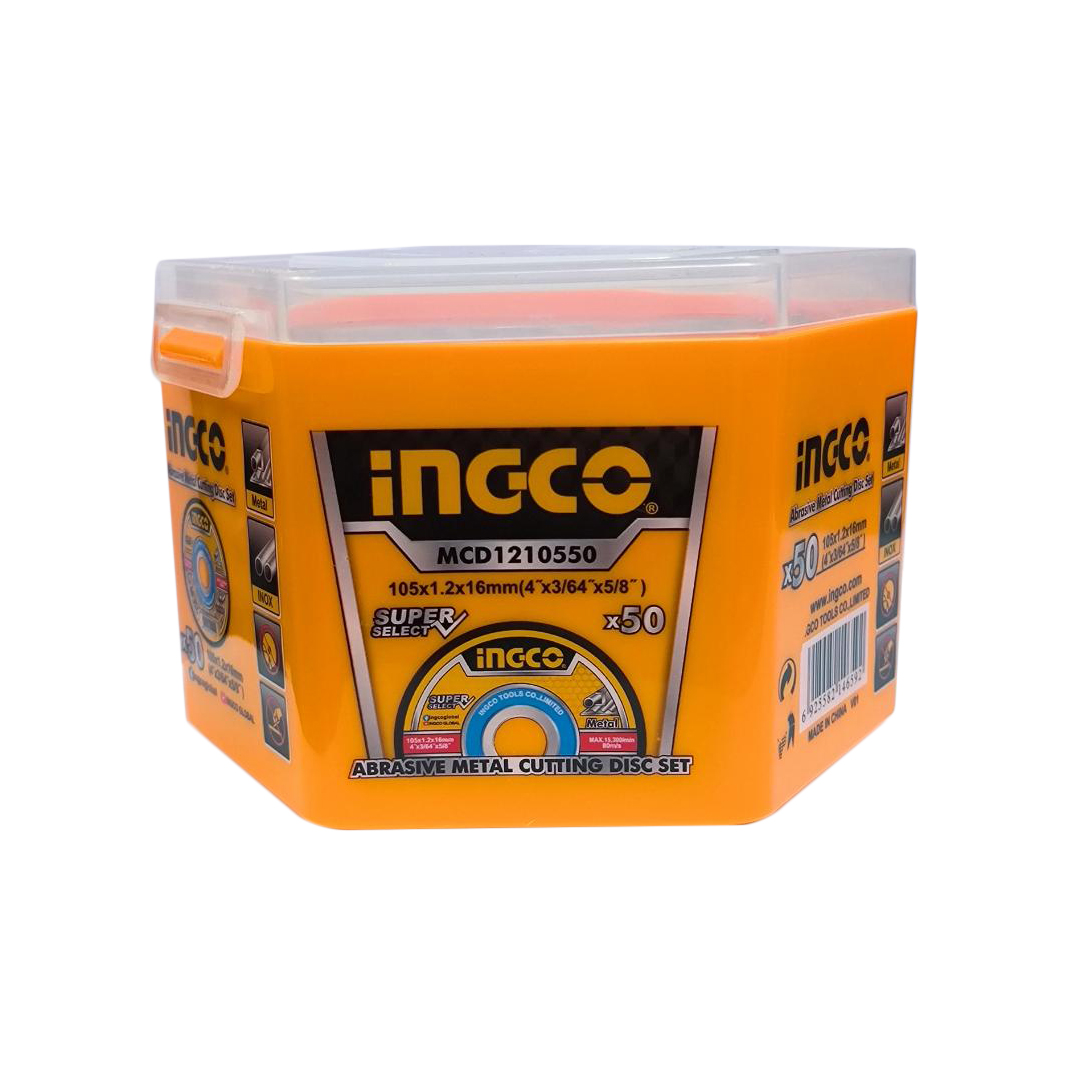 INGCO MCD1210550 (50pcs/Set) Abrasive Metal Cutting Disc Set (105x1 ...