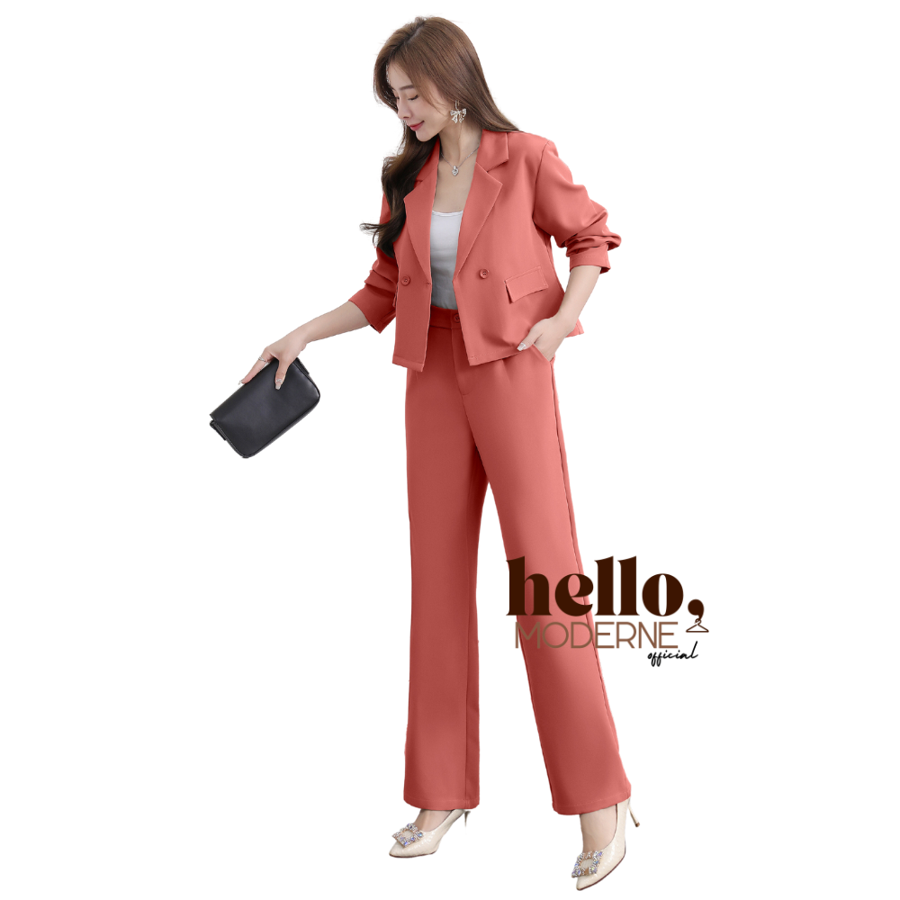 Hello Moderne Terno Set S-L Semi Crop Style Plain 2 Buttons Terno For ...