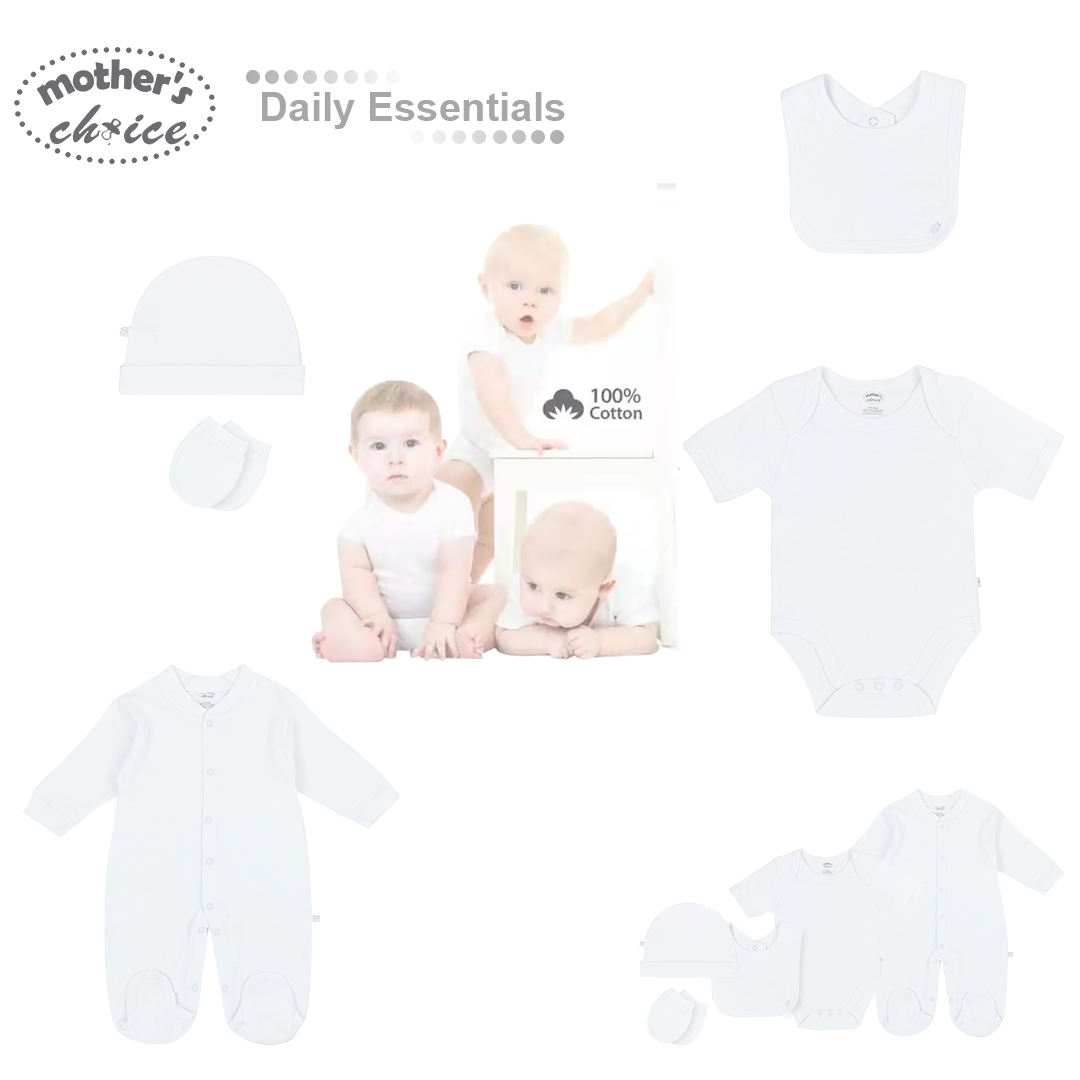 Mother's Choice White Collection 5 Piece Set Of Sleepsuit, Bodysuit ...