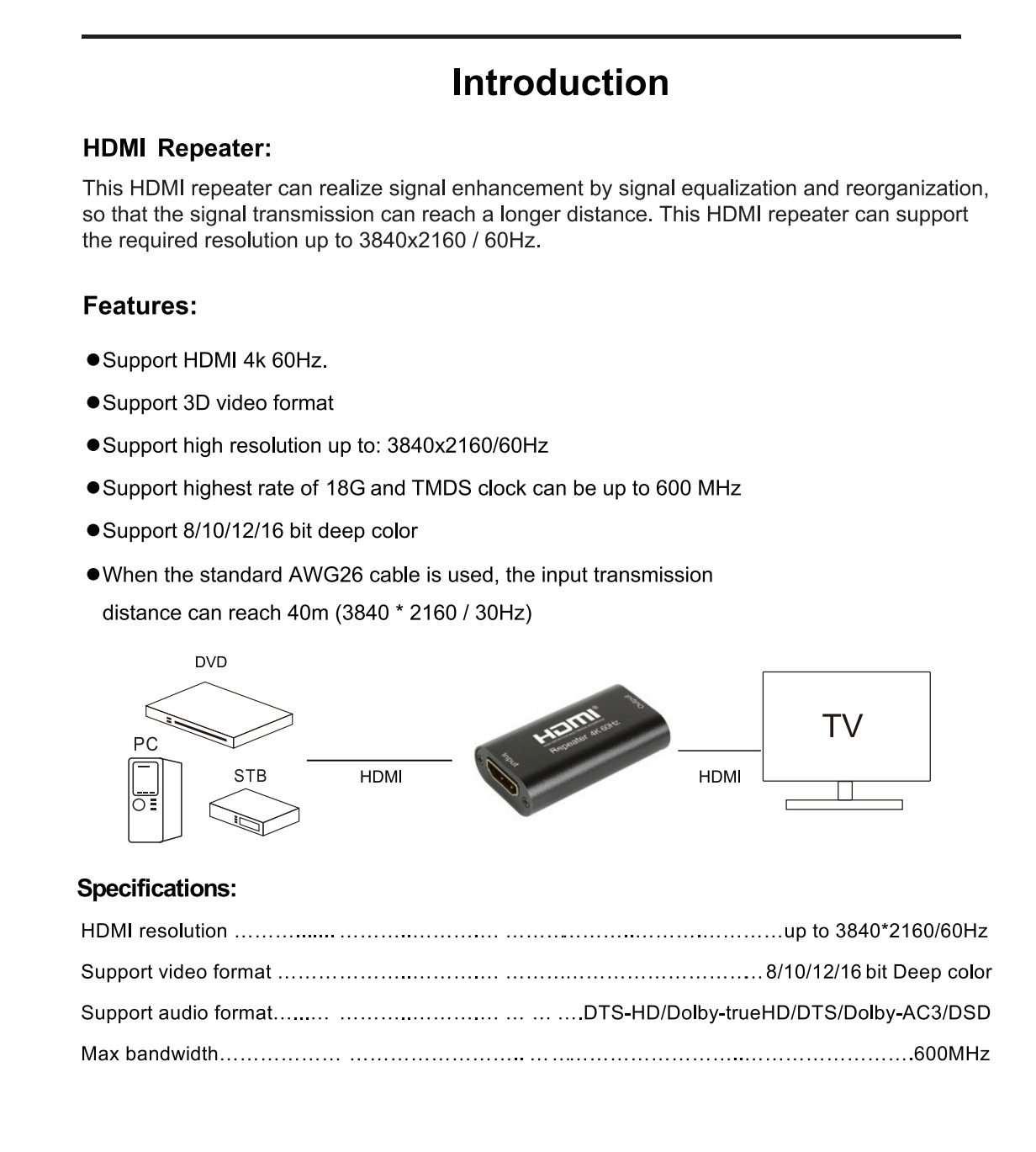 ArgoX 8K Ultra HD HDMI 2.0 Female to Female Repeater w/ IR-RX Extension, Supports 3D | HDRE ...