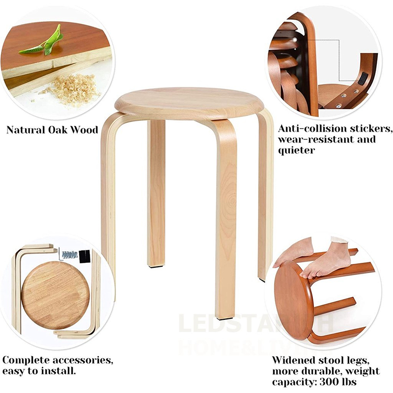 Solid Wooden Stool High Round Stool Modern Simple Dining Stool ...