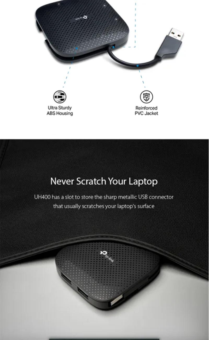 TP-Link | UH400 | 4-Port | Compact | Portable | Tangle Free | USB 3.0 ...