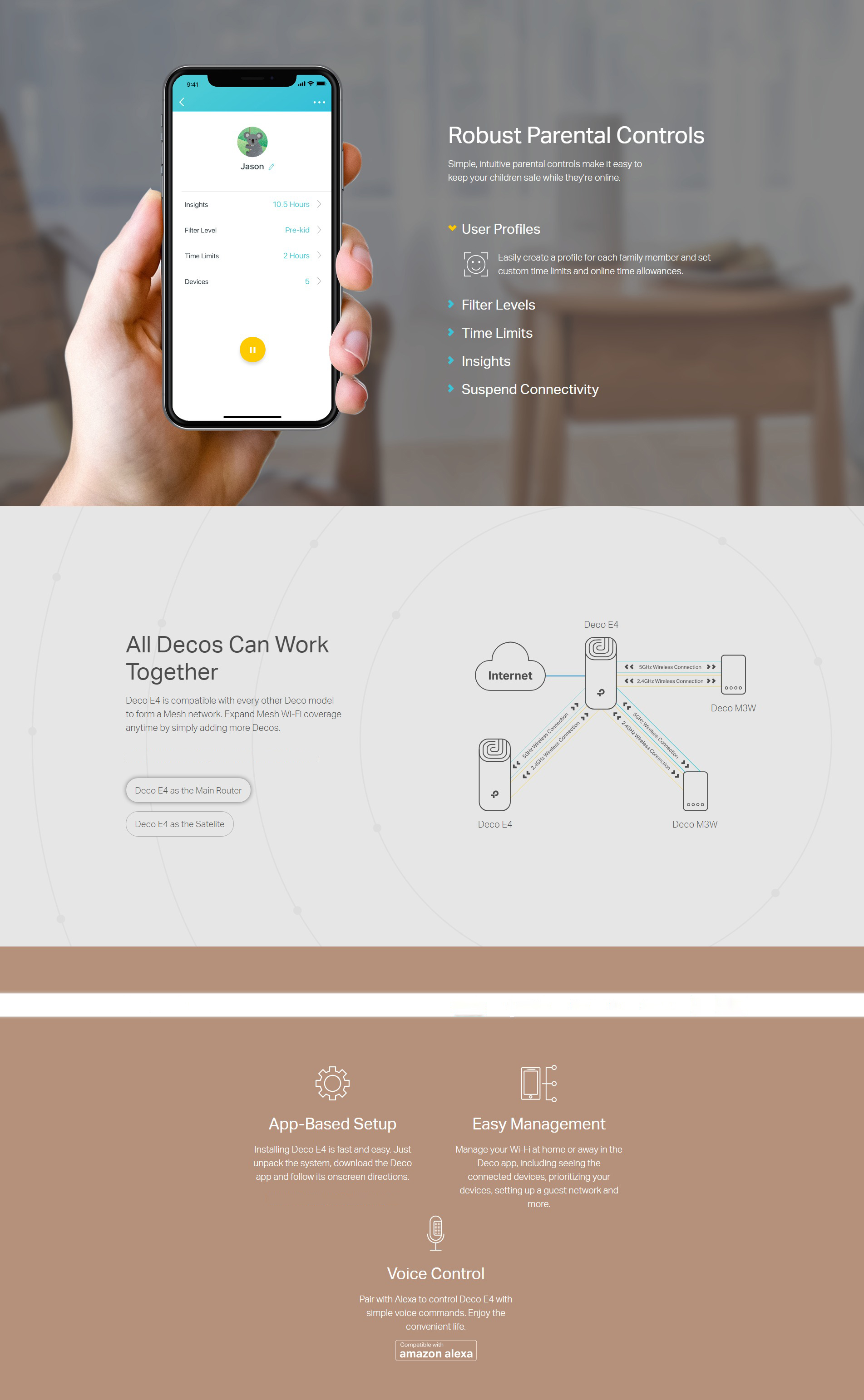 TP-Link Deco E4 AC1200 Whole Home Mesh Dual Band Wi-Fi System w ...