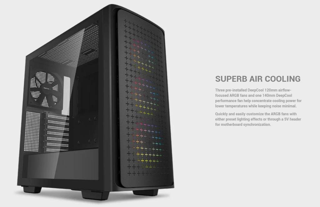 ITW | DeepCool CK560 Mid-Tower Tempered Glass PC Case (Black and White ...