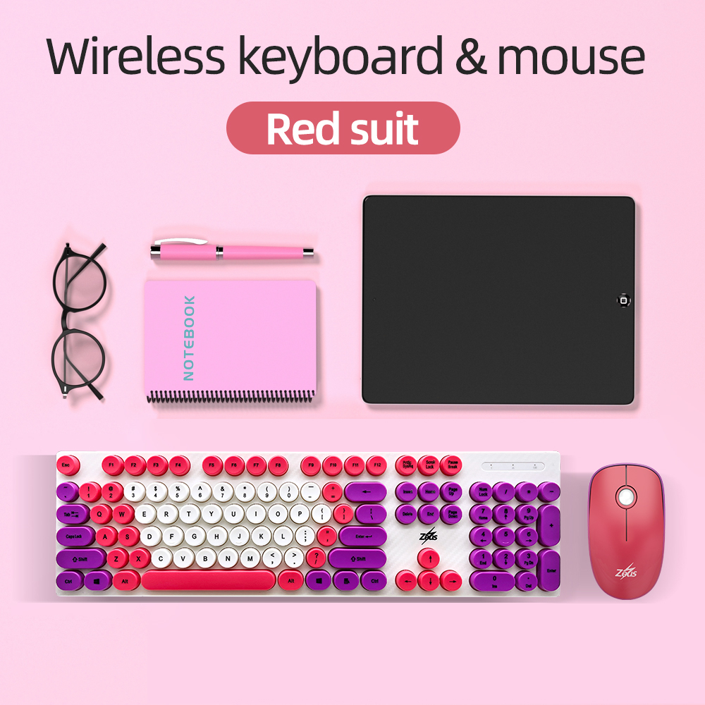 Zeus K-200 Rainbow Slim 2.4GHz Wireless Keyboard And Mouse Set W/ USB ...