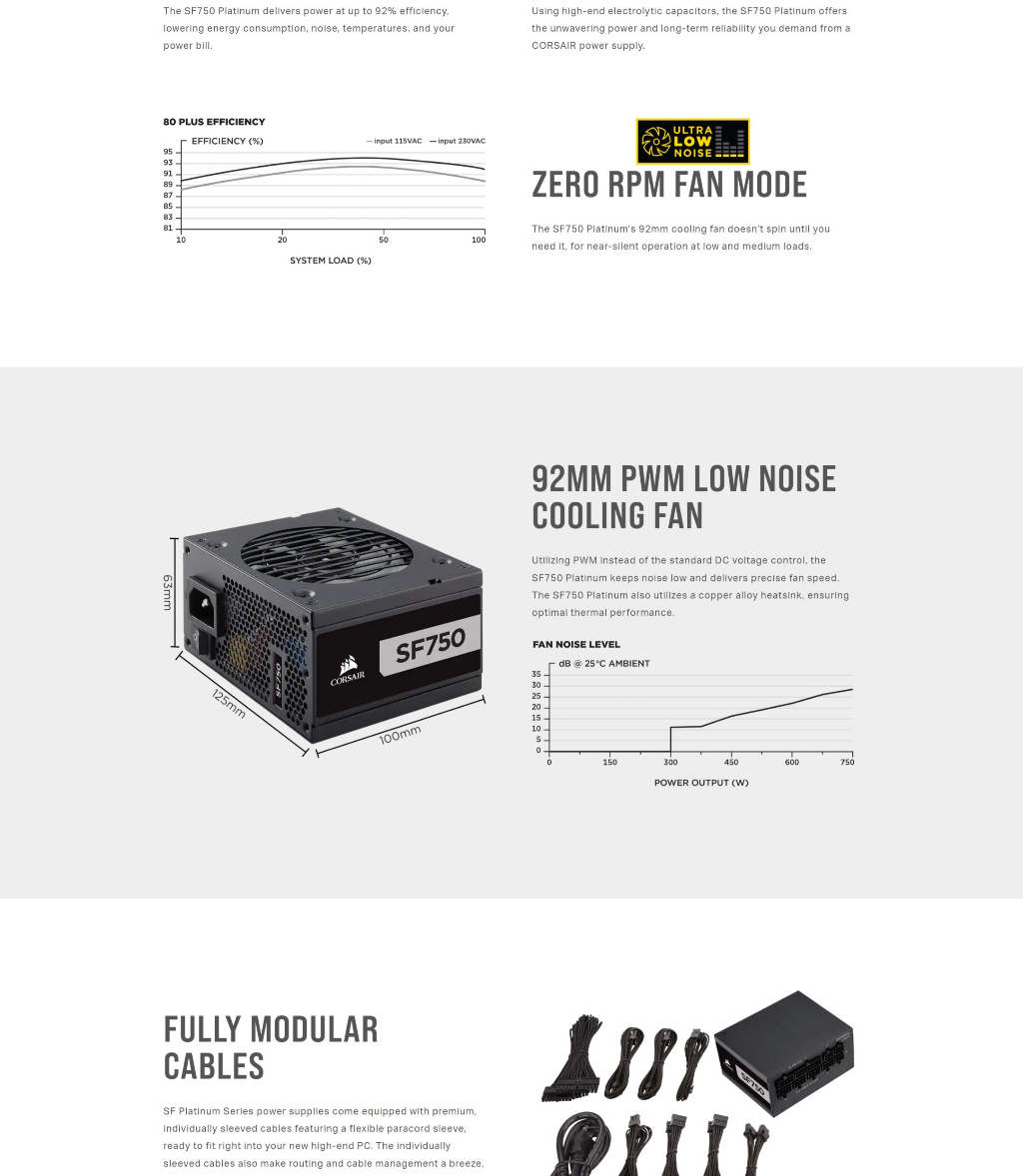 CORSAIR SF750 750W 80+ Platinum SFX Full Modular PSU with 92mm Ultra Low Noise Fan | CP-9020186 ...