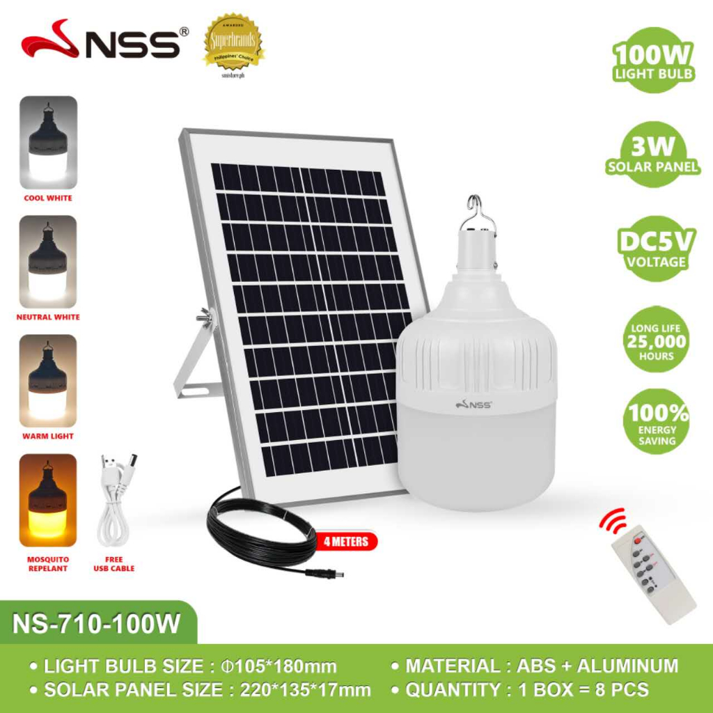 NSS Solar Lamp Solar bulb with Solar Panel Outdoor 100W 200W Solar ...