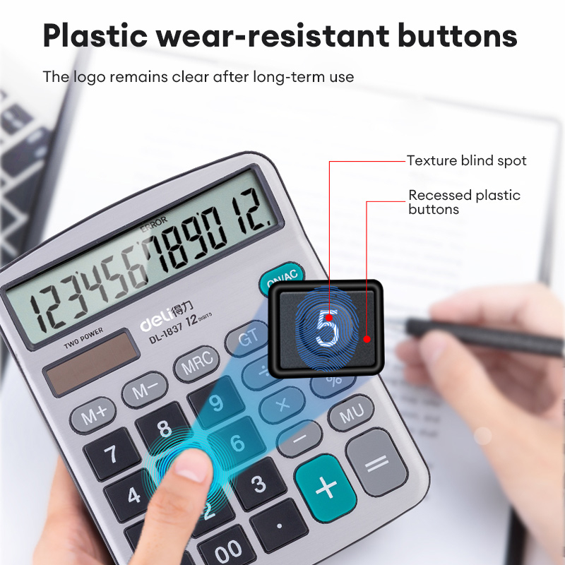 Deli Basic Calculator Big 12-Digits Electronic Solar Calculators Office ...