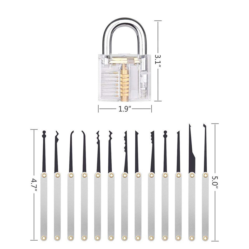 LCK150 Padlock Practice No Lock Unlocking Extractor Pick Key Tool Set ...