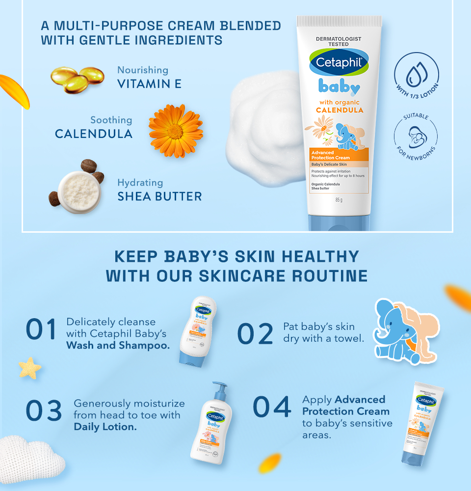 Cetaphil Baby Calendula Trio Set for Newborn [Hypoallergenic][Wash ...