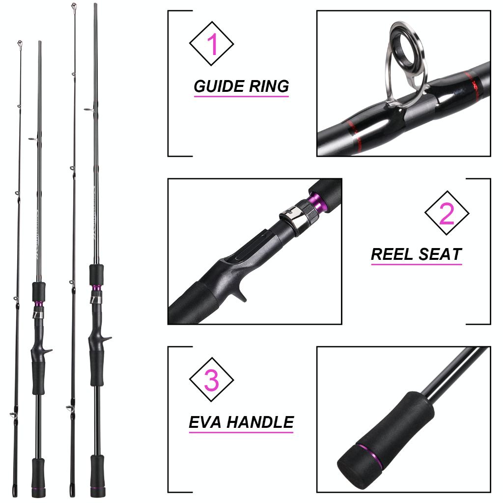 Sougayilang New Purple Spinning/Casting Fishing Rod 1.8m-2.1m 2sections ...